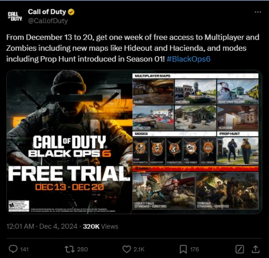 使命召唤21COD21免费玩！12月13日至20日免费周7天免费试玩活动 -迅游网游加速器